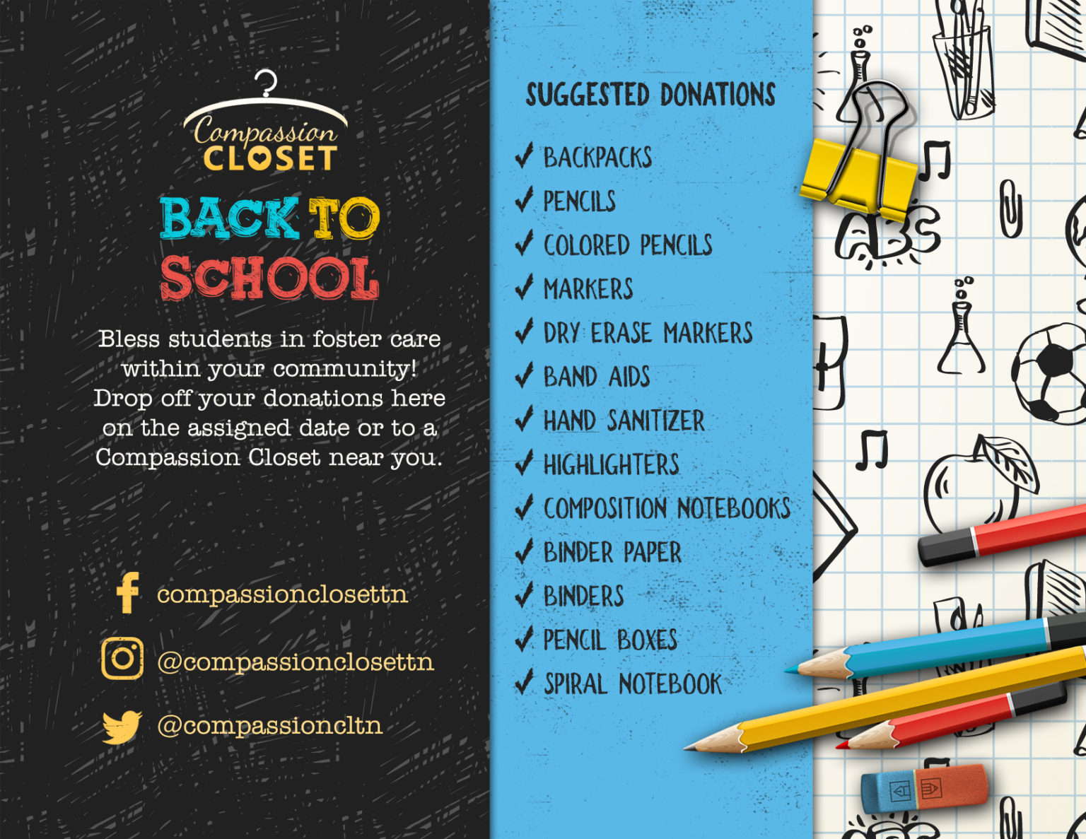 Focus Items for July 2022 – School Supplies - Compassion Closet